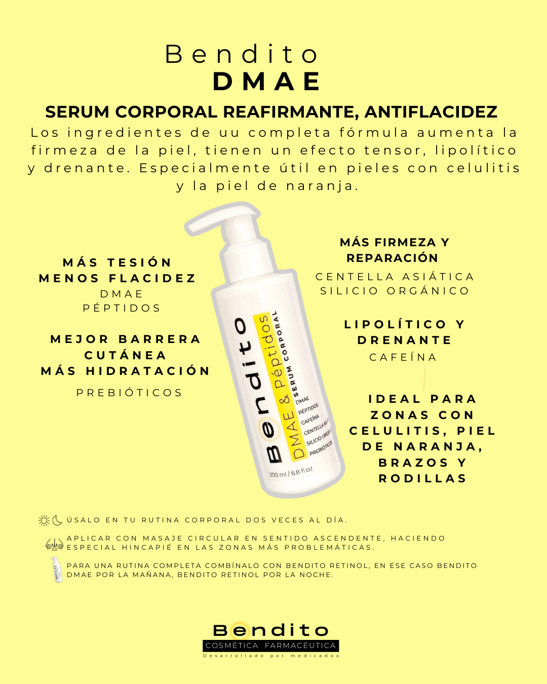 Bendito DMAE & Péptidos. Serum Corporal 200ml – benditocosmetics